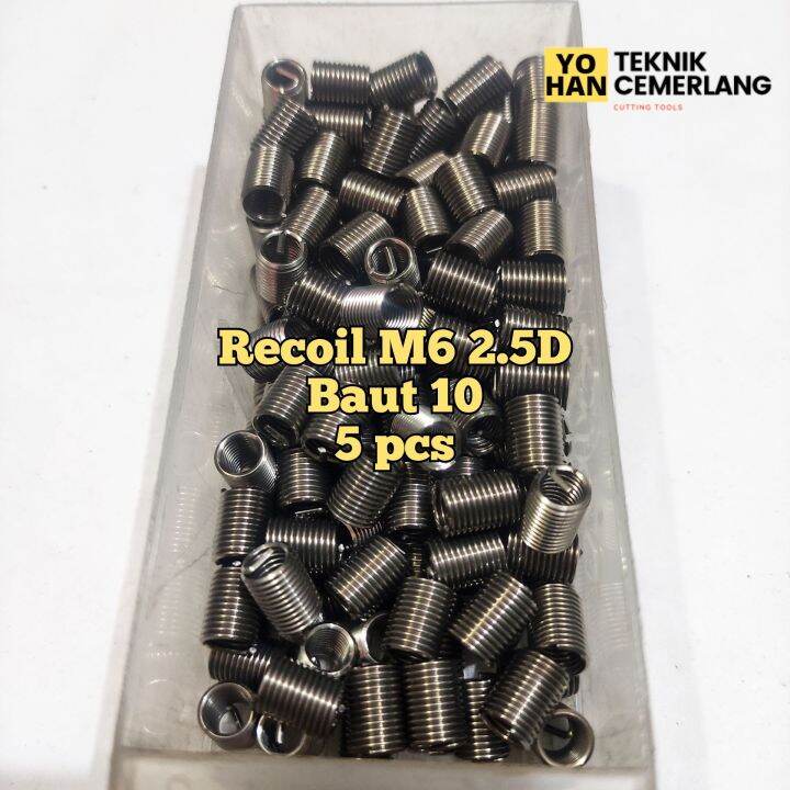 5 pcs Thread repair recoil M6 x 1 2.5D helicoil m6 verbos alat perbaikan drat baut 10 slek doll ...