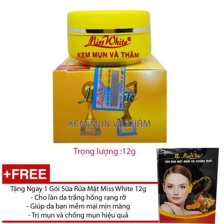 kem nghệ Miss White sạch mụn mờ thâm 12g tặng gói sữa rửa mặt | Lazada.vn