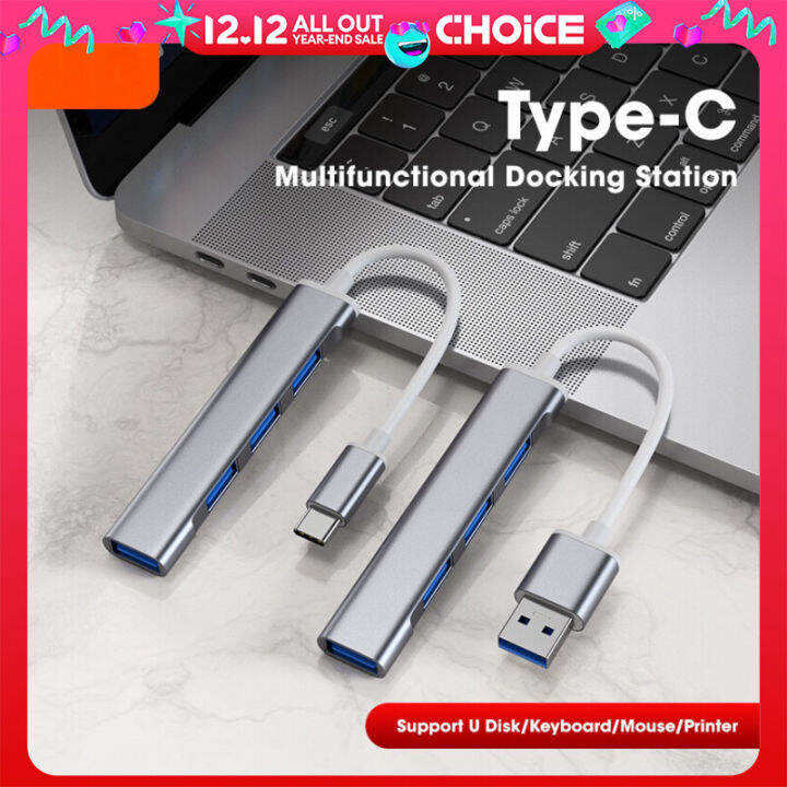 USB / Type-C / 2in1 ไปยัง 4 USB Hub Expander Ultra-Thin Mini แบบพกพา 4 ...