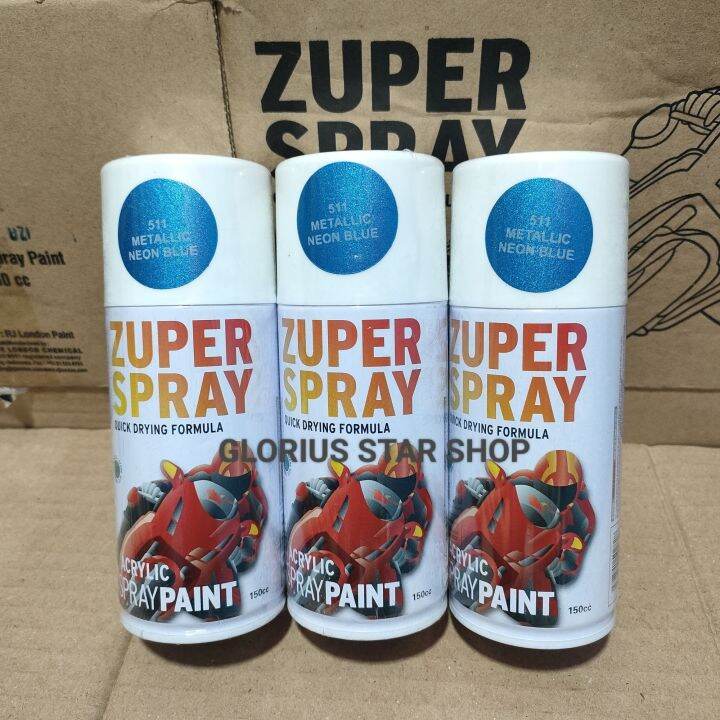Pilox Pilok Zuper Cat Semprot Warna Metalic Neon Blue Biru Metalik 511 150cc Spray Paint ...