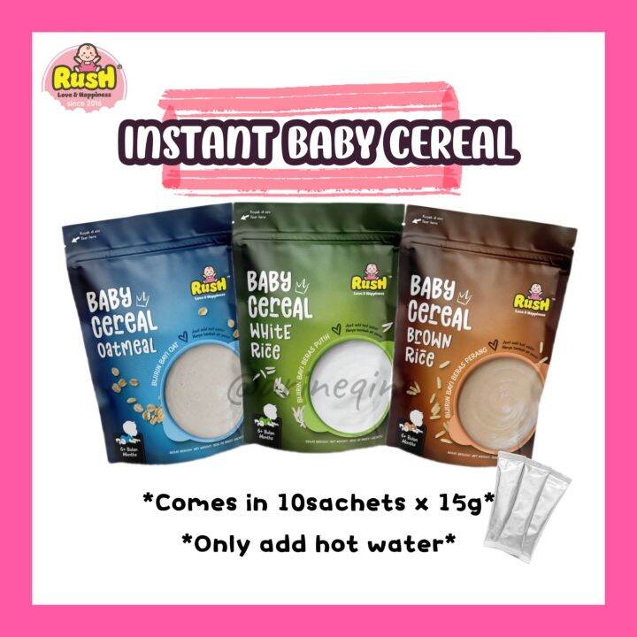 RUSH Instant Cereal Grains 10sachets x 15g White Rice Brown Rice Oatmeal Baby Food RTE Ready to ...