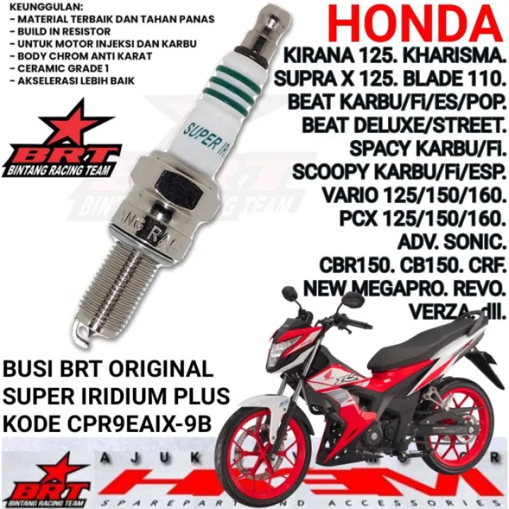 BUSI BRT ORIGINAL SUPER IRIDIUM PLUS HONDA SONIC 125 SONIC 150 BUSI CPR9EAIX-9B CBR 150 R CB150R ...