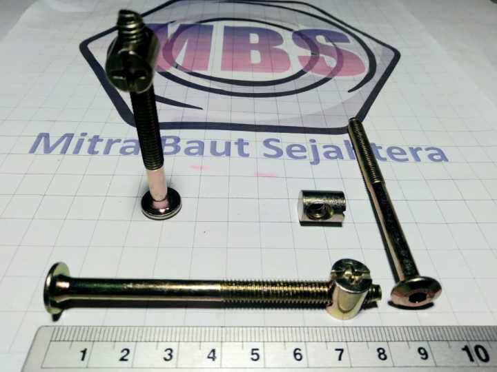 Baut jcbc M6 x 80 Kuning Mur palu / Guling / Kendang / Furniture/ Mebel ...