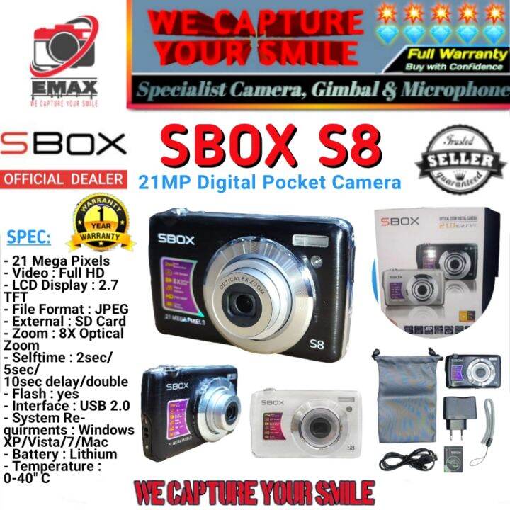 SBOX S8 Digital Pocket Camera 2.7 inch LCD 21MP Full HD 1080p Kamera ...