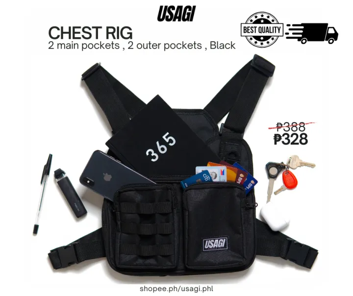 USAGI [Improved] Multi function Motorcycle Chest Rig Multi Compartment ...
