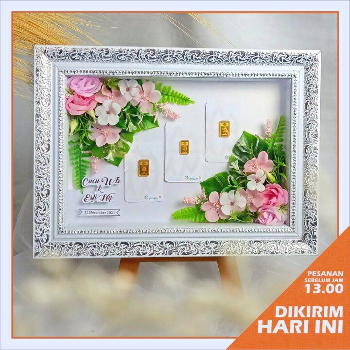 Dolpin/ Frame Pigura Mahar Pernikahan Tempat Uang dan Logam Mulia untuk ...
