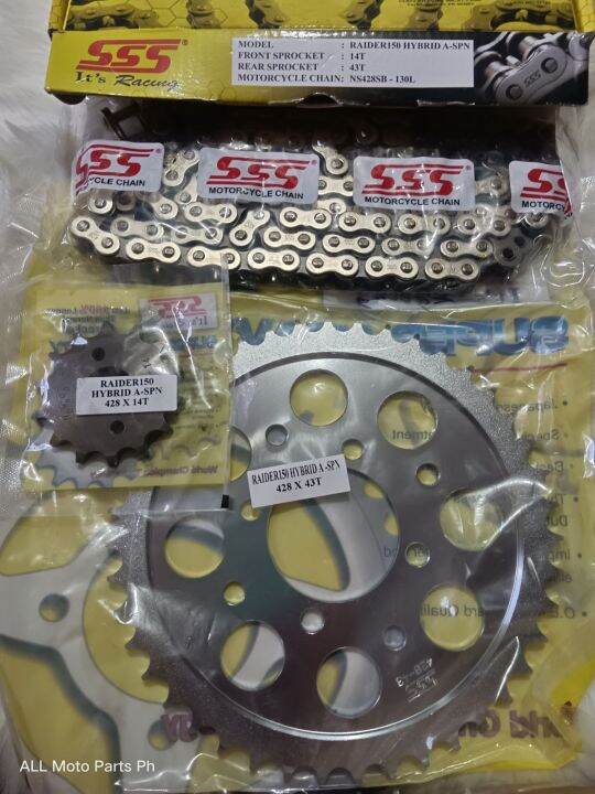 SSS Racing CHAIN AND SPROCKET SET KIT FOR SUZUKI RAIDER 150 FI/CARB ...