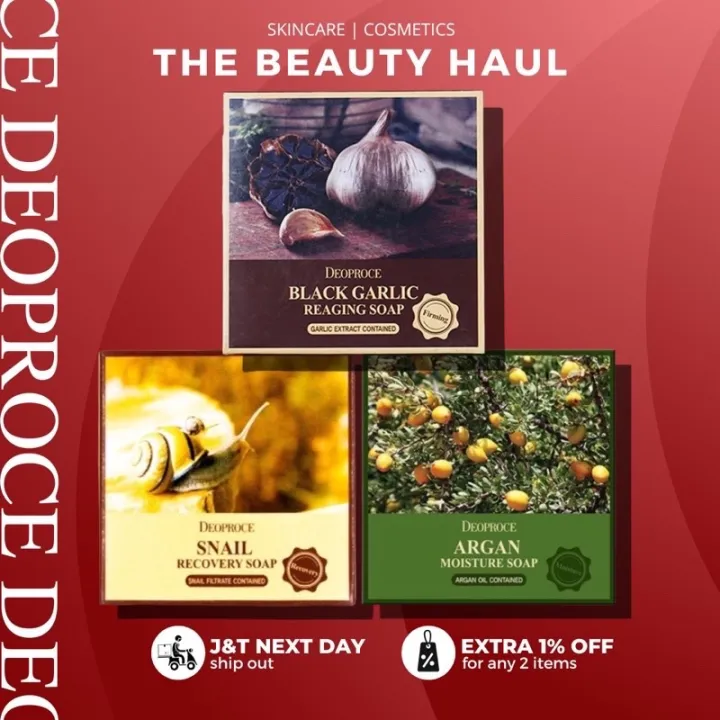 Deoproce Snail Recovery Soap | Argan Moisture Soap | Black Garlic ...