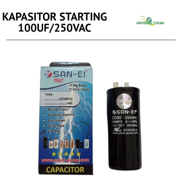 KAPASITOR STARTING 100UF 250VAC SAN-EI | Lazada Indonesia