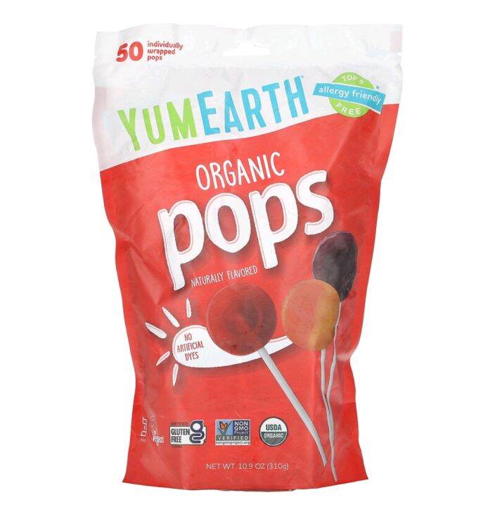 [PRE-ORDER] YumEarth, Organic Pops, Assorted Flavors, 50 Pops, 12.3 oz ...