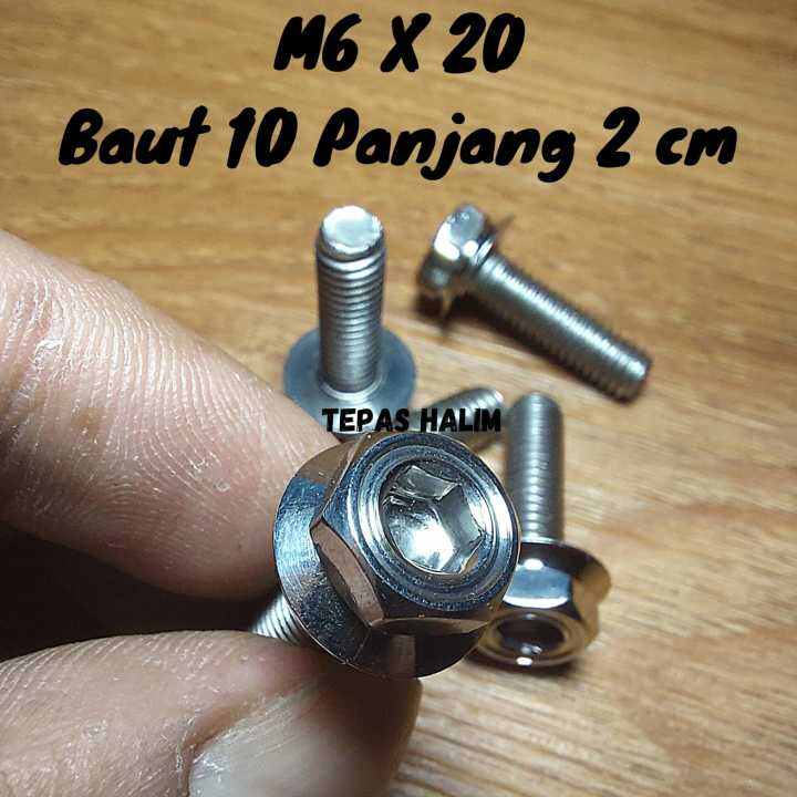 BAUT PROBOLT M6X20 BAUT 10 PANJANG 2 CM STAINLESS 2 KUNCI | Lazada Indonesia