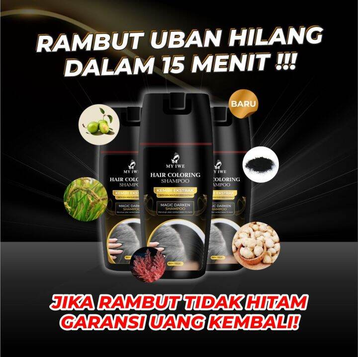 My Iwe Hair Coloring Shampo | Shampo Pengitam Rambut Anti Uban 100 ml ...