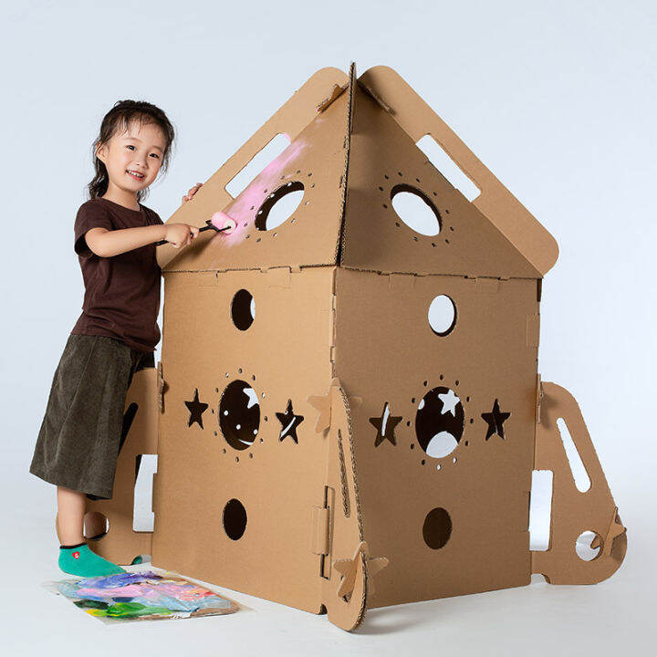 Children's Starry Sky Cabin Carton Toy House Baby Cardboard House ...