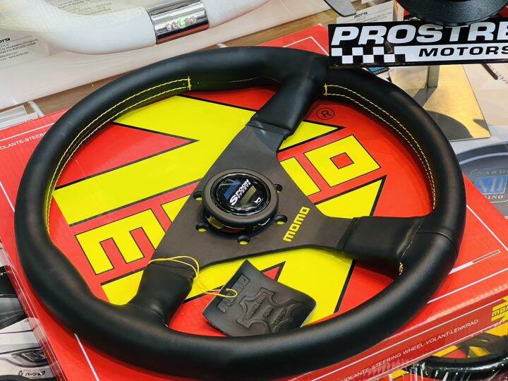 พวงมาลัย Momo Spoon Sport ด้ายเหลือง ปั้มครบ ทุกจุด งานเทียบ งานดี ...