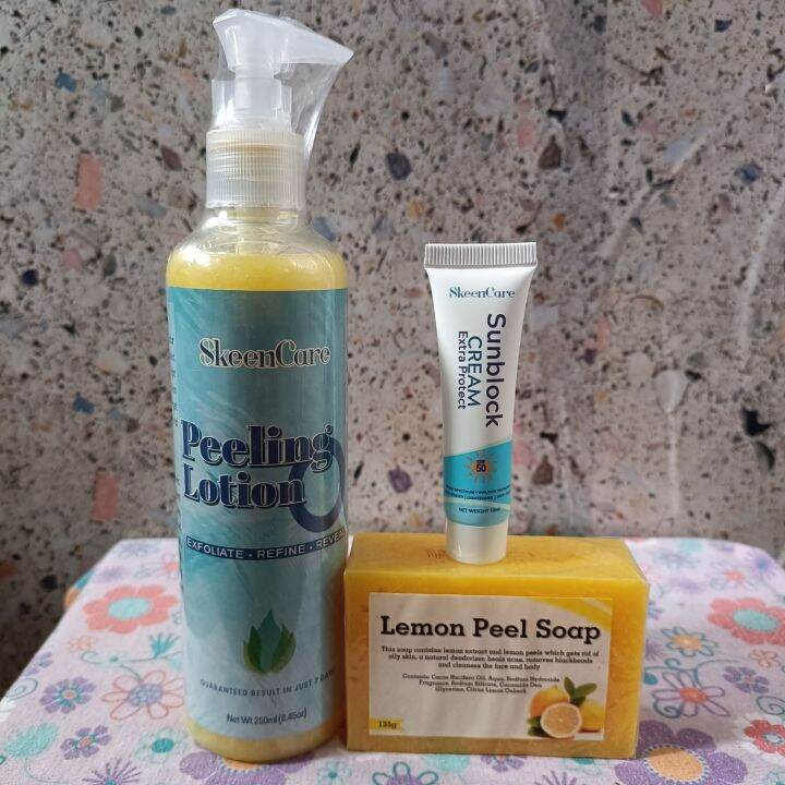 Trio Set Skeen Care Peeling Lotion Extra strength+Lemon Peel Soap 135g ...