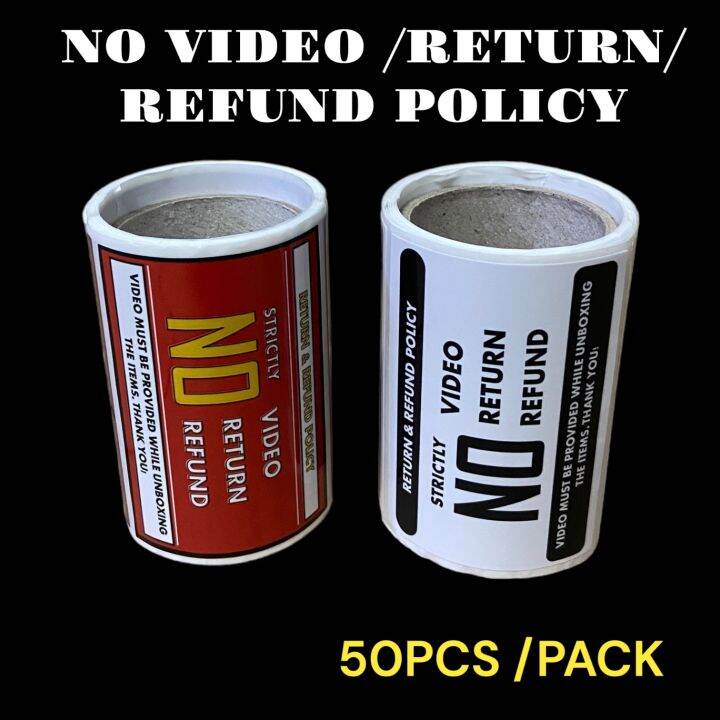 No Video No Refund Policy Sticker (HIGH GLOSS STICKER)WATERPROOF X Sold ...