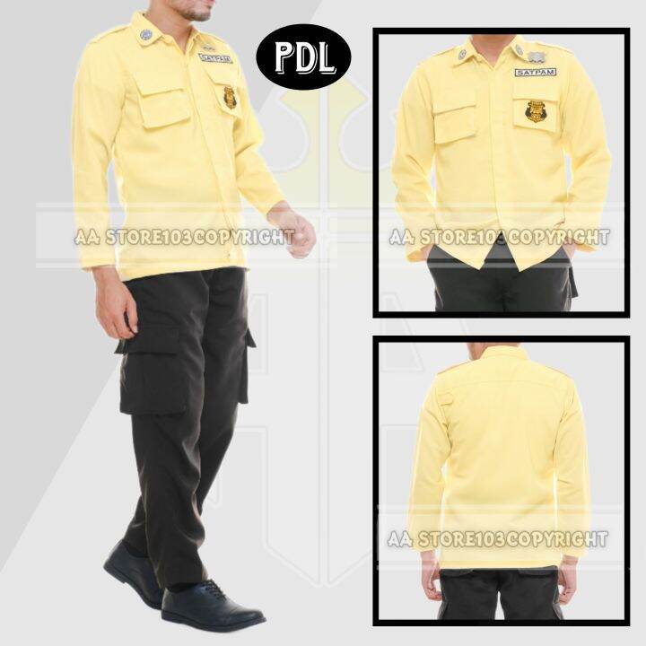Kemeja PDL Satpam Cream Terbaru - Kemeja PDL & PDH Security Krem Bahan ...