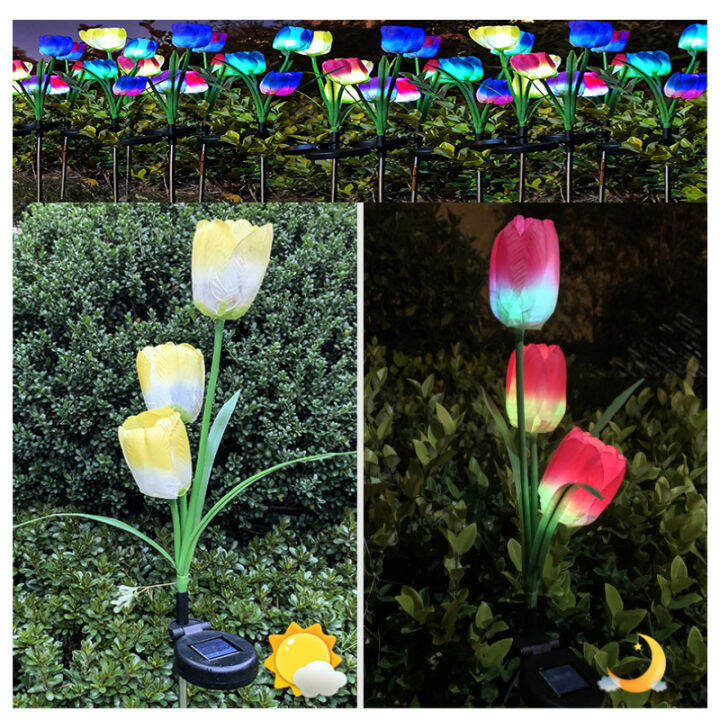 Solar Tulip Garden Light IP65 Waterproof Flowers Lawn Lamps for Pathway ...