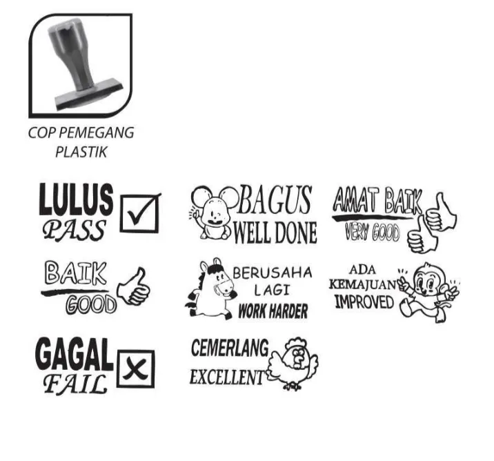 Cop pemegang plastik Rubber Stamp for Parent Teacher Students use ...