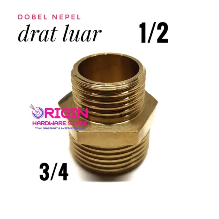 Dobel Nepel 1/2 x 3/4 DRAT LUAR - Kuningan-Double Nepple/Nipple-Niple ...