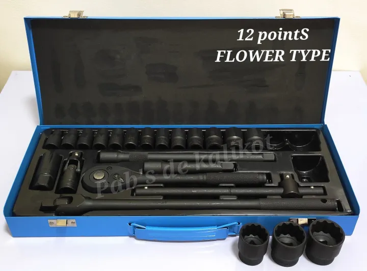 24 PCS FLYMAN USA 1/2 DRIVE SOCKET SET 6 points or 12 points | Lazada PH