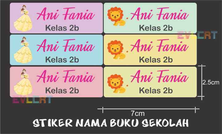 stiker nama kelas anak/ stiker nama custom karakter.Bahan stiker vinil ...