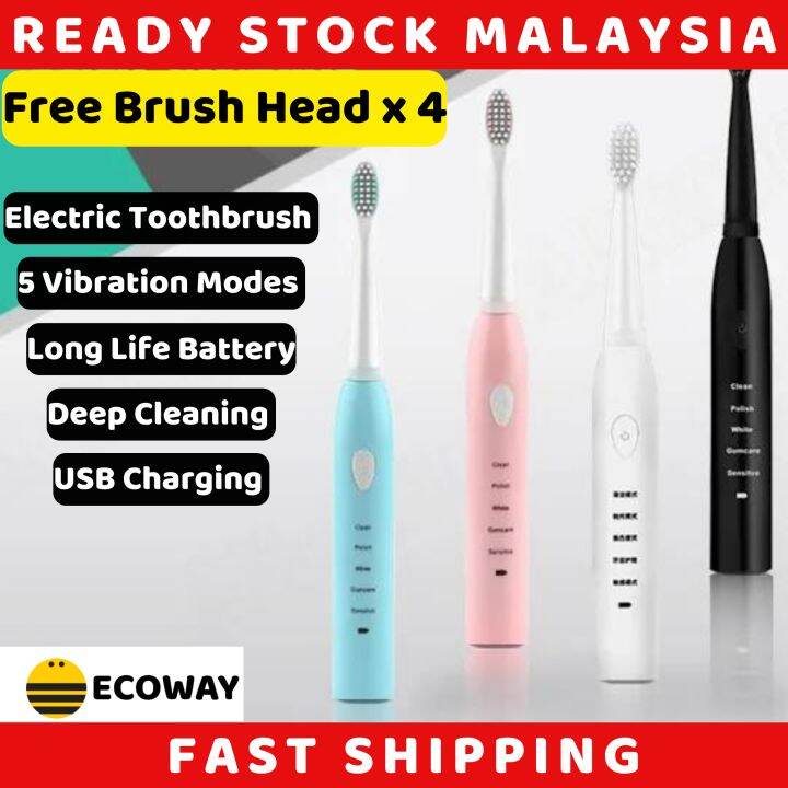 USB Rechargeable Sonic Electric Toothbrush Electronic Berus Gigi ...