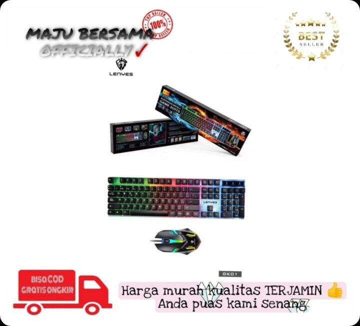 MB - Keyboard + Mouse Lenyes GK-01 Key Board Gaming LED / Lenyes Paket Geming Keyboard Dan Mouse ...