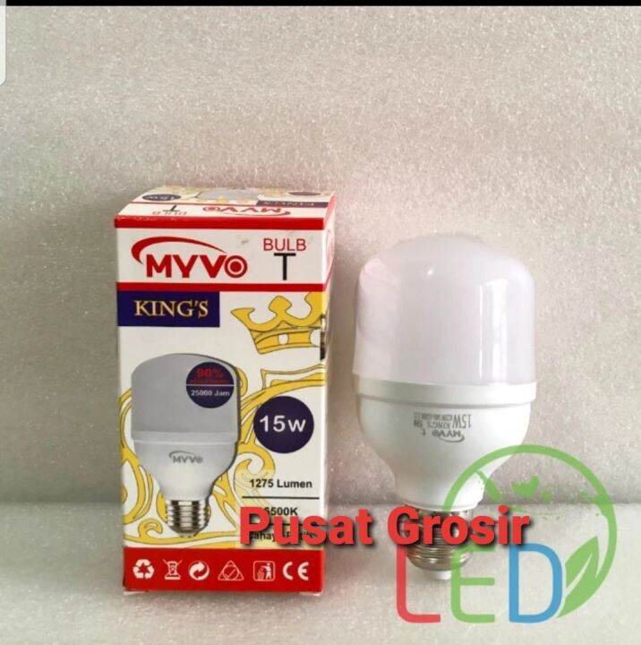 Lampu Led MYVO KING'S 15 Watt 15W Cahaya Putih 6500K & Cahaya Kuning ...