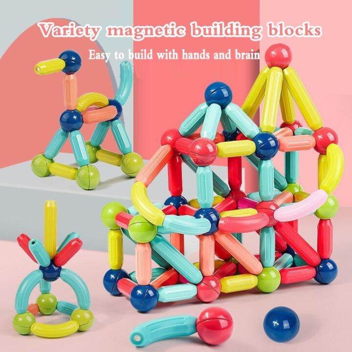 【COD】Magnetic Stick 3D Building Blocks DIY Block Set Kids Educational ...