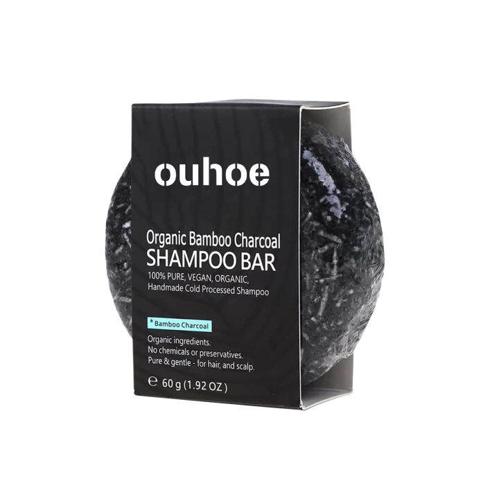 Ouhoe Organic Bamboo Charcoal Shampoo Bar Reduce Gray White Hair Deep ...
