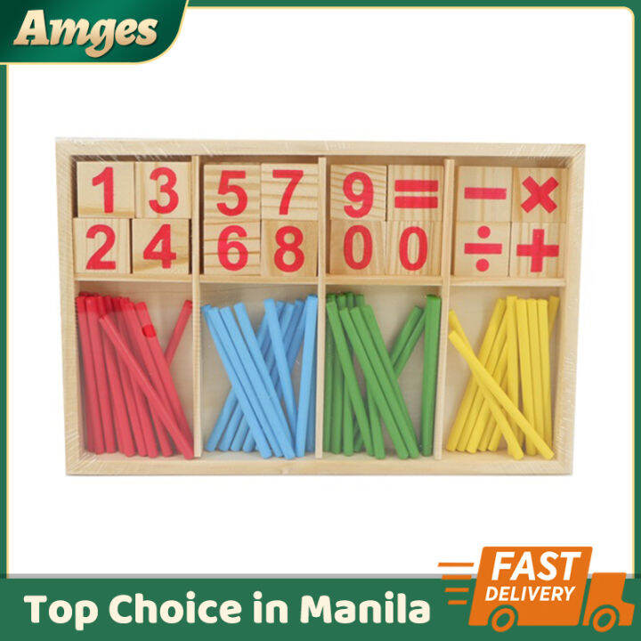 Wooden Digital Stick Counting Game Color Number Box Kids Educationd ...
