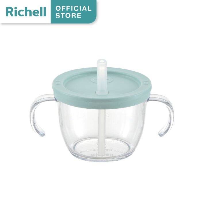 Richell(ริเชล) AXSTARS ถ้วยฝึกดูดรุ่นใหม่ หลอดกันสำลัก มีปุ่มกดช่วยดัีนน้ำ รูปทรงหลอดดีไซน์ใหม่ ...
