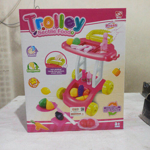 MAINAN TROLLEY TROLI TROLY BUAH POTONG KERAN KELUAR AIR DORONGAN KERETA ...