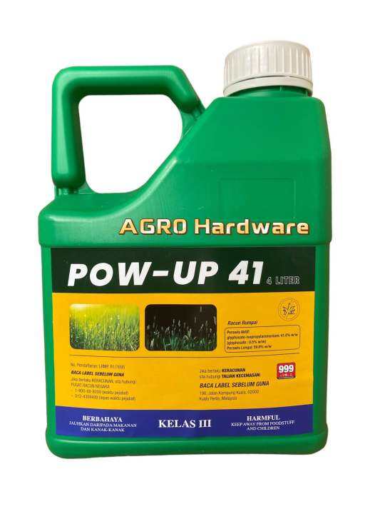 4L POW-UP 41 Glyphosate 41% Weed Killer (Racun Rumput Lalang/Ubat ...