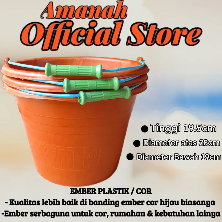 Ember plastik merah / ember cor anti pecah / ember bangunan kecil 14 ...