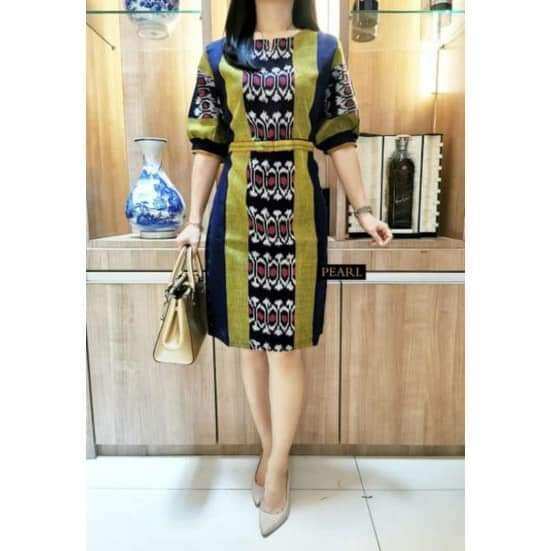 dress tenun lengan balon | Lazada Indonesia