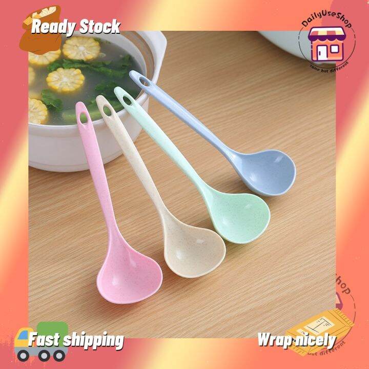 Wheat Straw Long Soup Spoon Sudu Sup porridge 厨房用品麦秸秆汤勺 加厚长柄汤勺 | Lazada