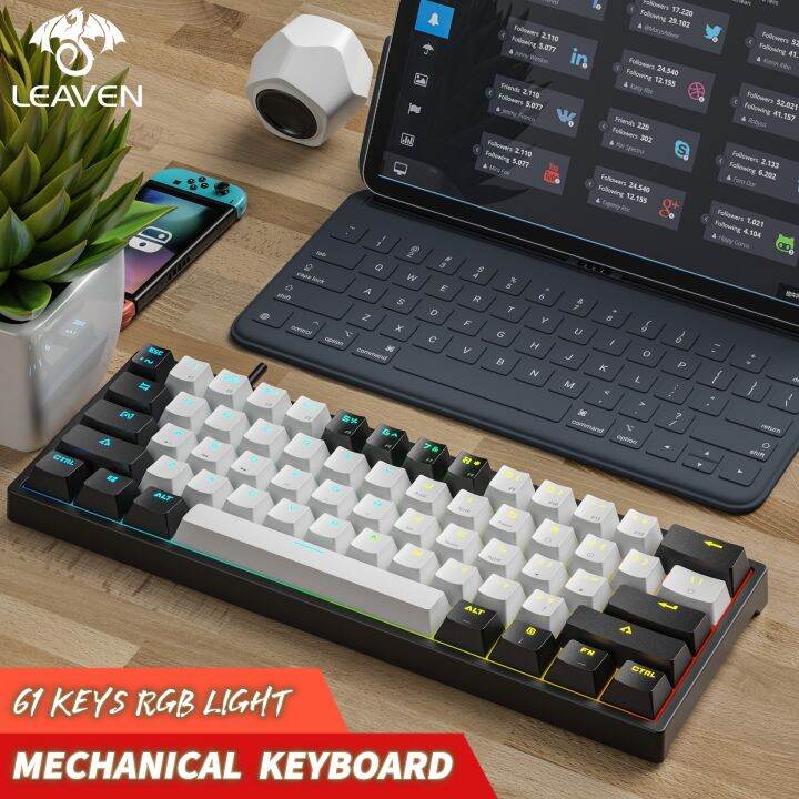 Leaven K620 Mechanical Keyboard 60% Keyboard Gaming RGB Blue Switch Red Switch | Lazada Indonesia