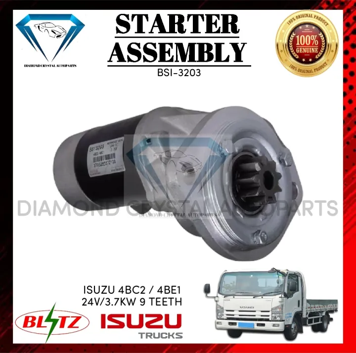 STARTER ASSEMBLY ISUZU 4BC2 /4BE1 24V/3.7KW 9 TEETH "BLITZ BRAND ...