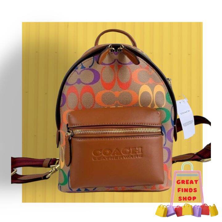 COACH CHARTER BACKPACK 18 IN RAINBOW SIGNATURE CANVAS | Lazada PH