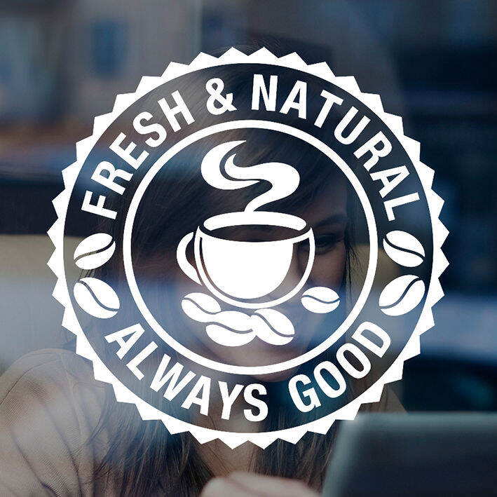 Coffee Cup Mall and Shop Showcase Stickers Glass Sliding Door Window ...