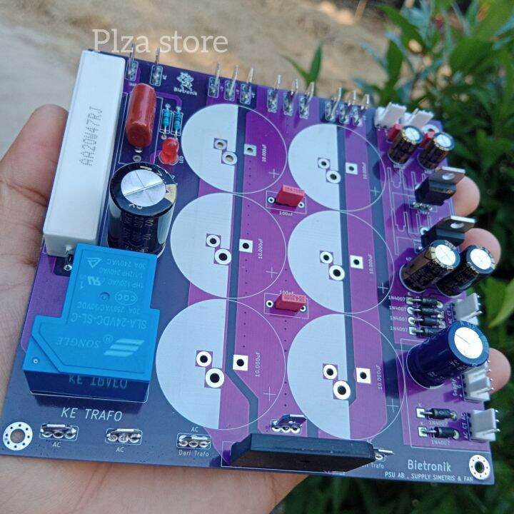 PCB PSU 6 ELKO CLASS AB LENGKAP SOFTSTART/TEGANGAN SIMETRIS/FAN DOUBLE ...