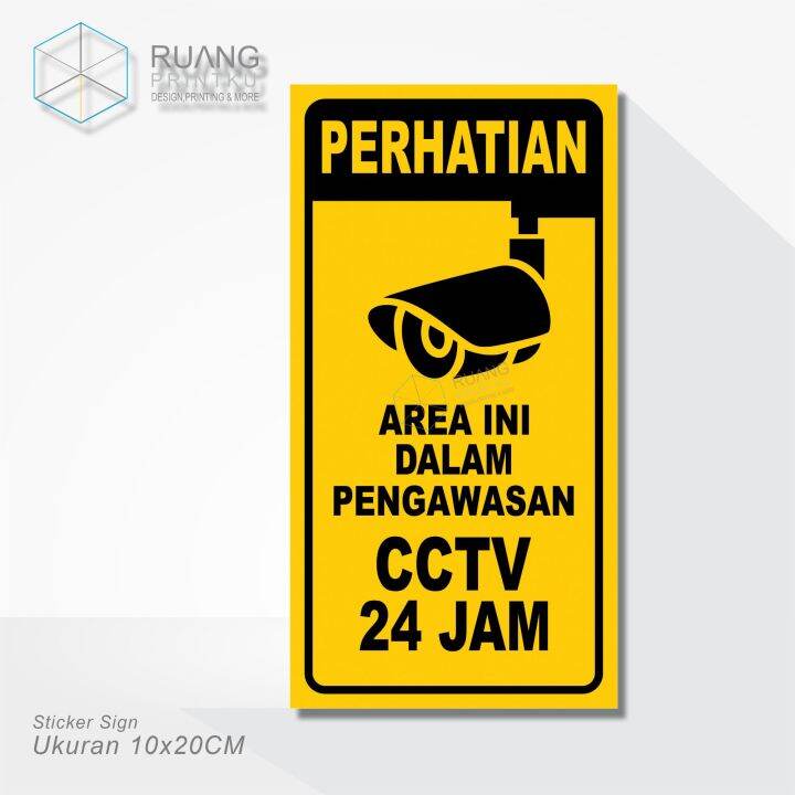 Sticker PERHATIAN AREA INI DALAM PENGAWASAN CCTV 24 JAM Stiker Tahan Air | Lazada Indonesia