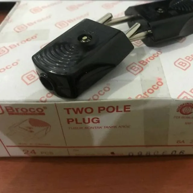 Steker Colokan Listrik 1Phase Fase Gepeng BROCO 344L Standar SNI ...