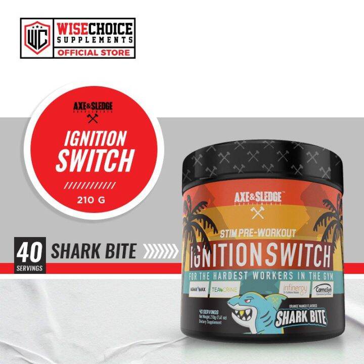 AXE & SLEDGE STIM PRE-WORKOUT IGNITION SWITCH 40SERVINGS SHARK BITE ...