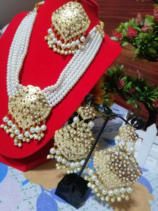 golden traditional punjabi rani haar set with tikka | Lazada PH