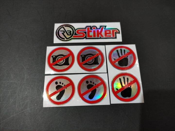 Sticker di larang injak pegang foto isi 2pcs stiker dilarang cutting ...