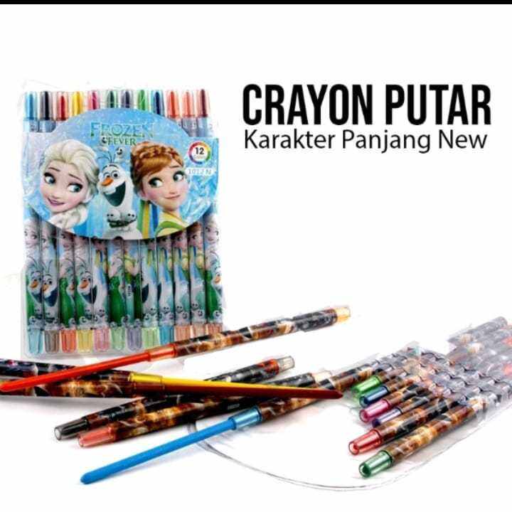 Crayon Putar Panjang 12 Warna/Rolling Crayon/1pak isi 12 warna | Lazada ...