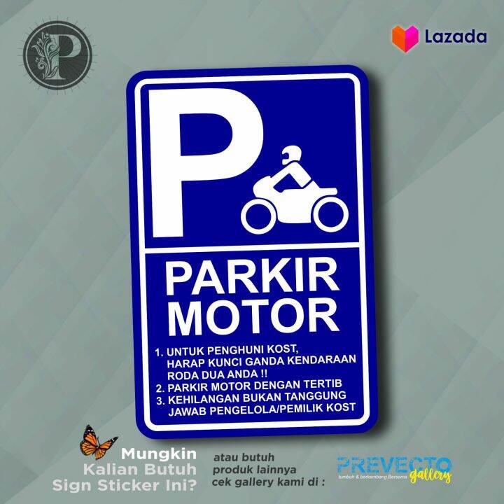 Sticker Safety Sign K3 Rambu Tata Tertib Parkir Motor Penghuni Kost ...